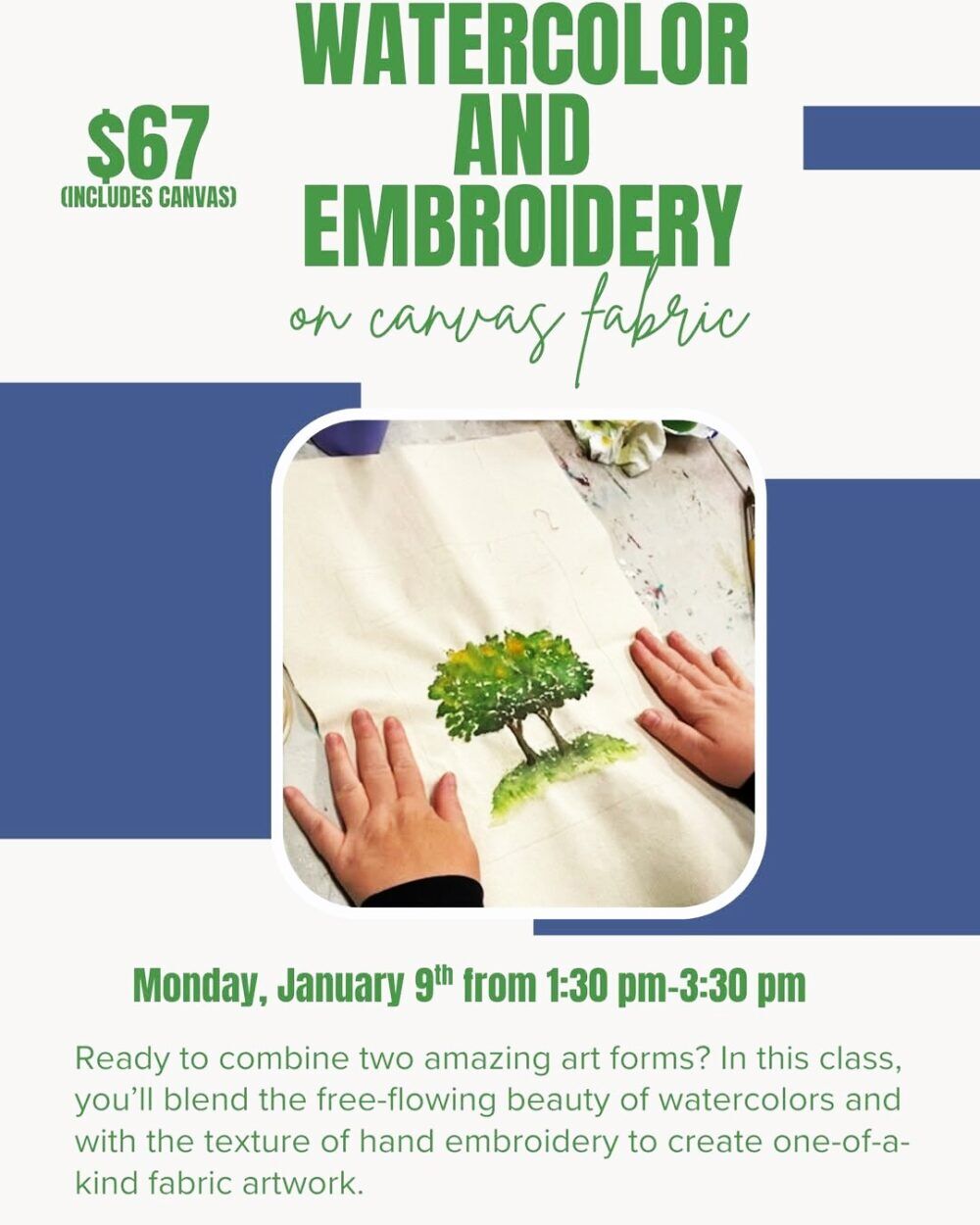 Watercolor & Embroidery on Canvas Fabric - Reno's Hometown Post